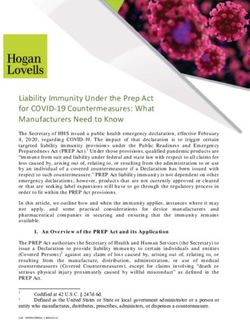 Liability Immunity Under the Prep Act for COVID 19 Countermeasures ...