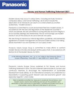 Slavery and Human Trafficking Statement 2021 - Panasonic ...